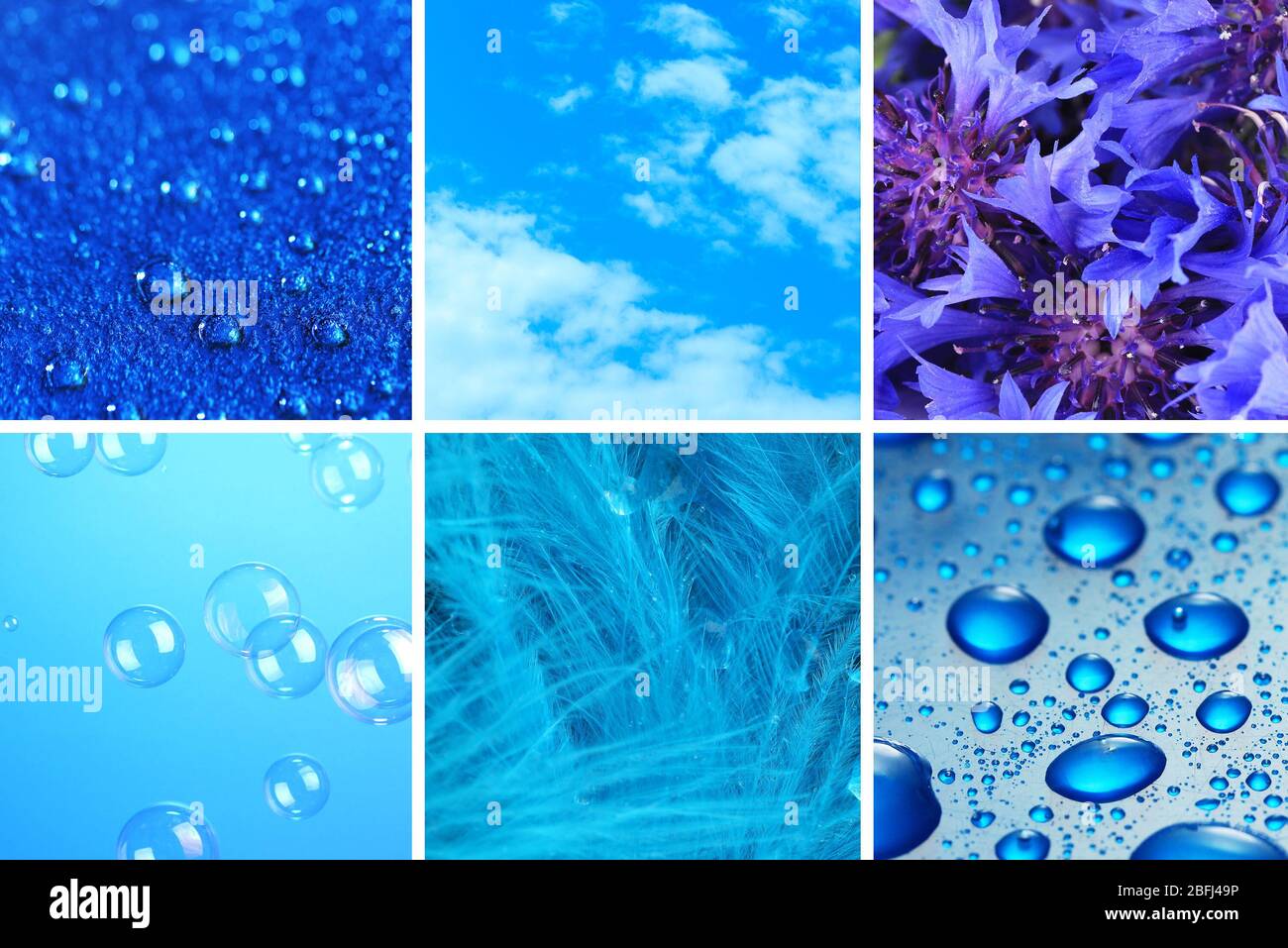 Blue color samples collage Stock Photo - Alamy