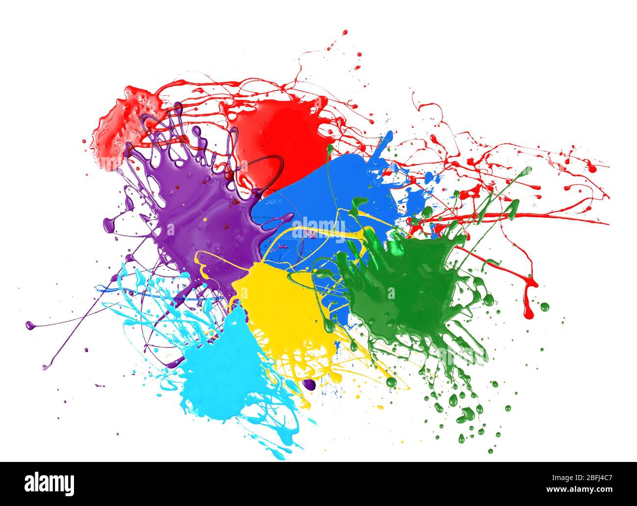 Colorful paint splashes isolated on white Stock Photo - Alamy