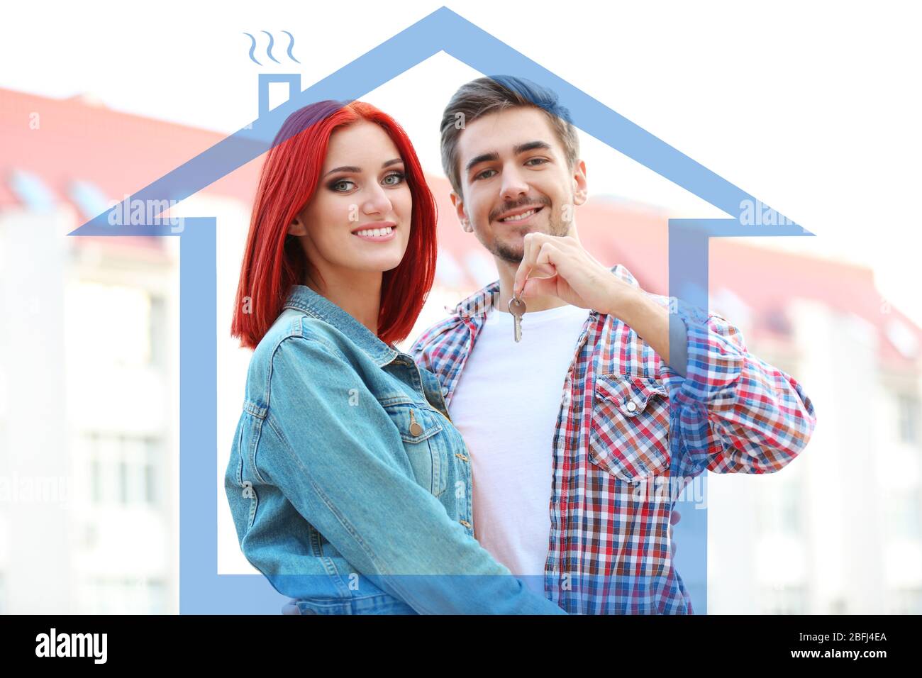 Loving couple in drawing house Stock Photo - Alamy
