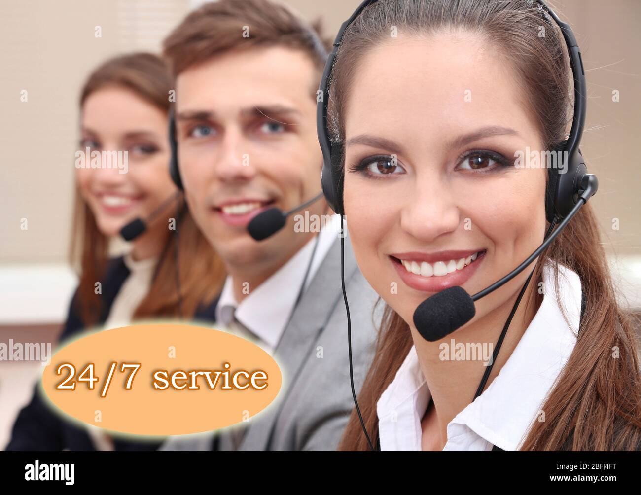 Call center operators at office, Round-the-clock support concept Stock ...