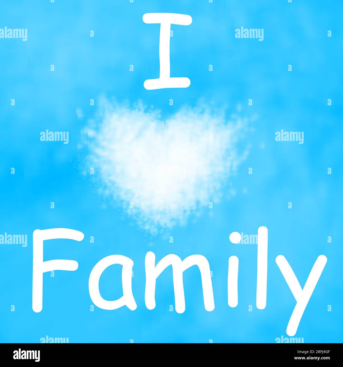 I love Family text on bright blue background Stock Photo - Alamy