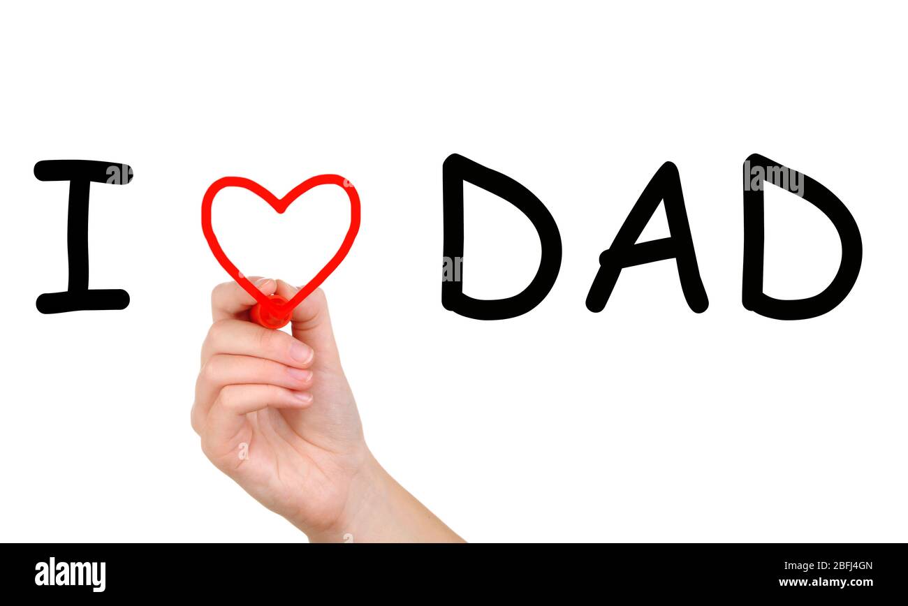 Hand writing I love Dad at blank transparent whiteboard Stock Photo - Alamy