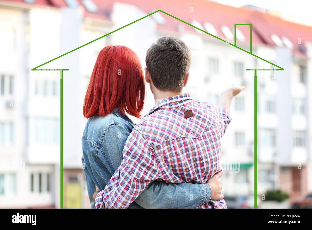 Loving couple in drawing house Stock Photo - Alamy