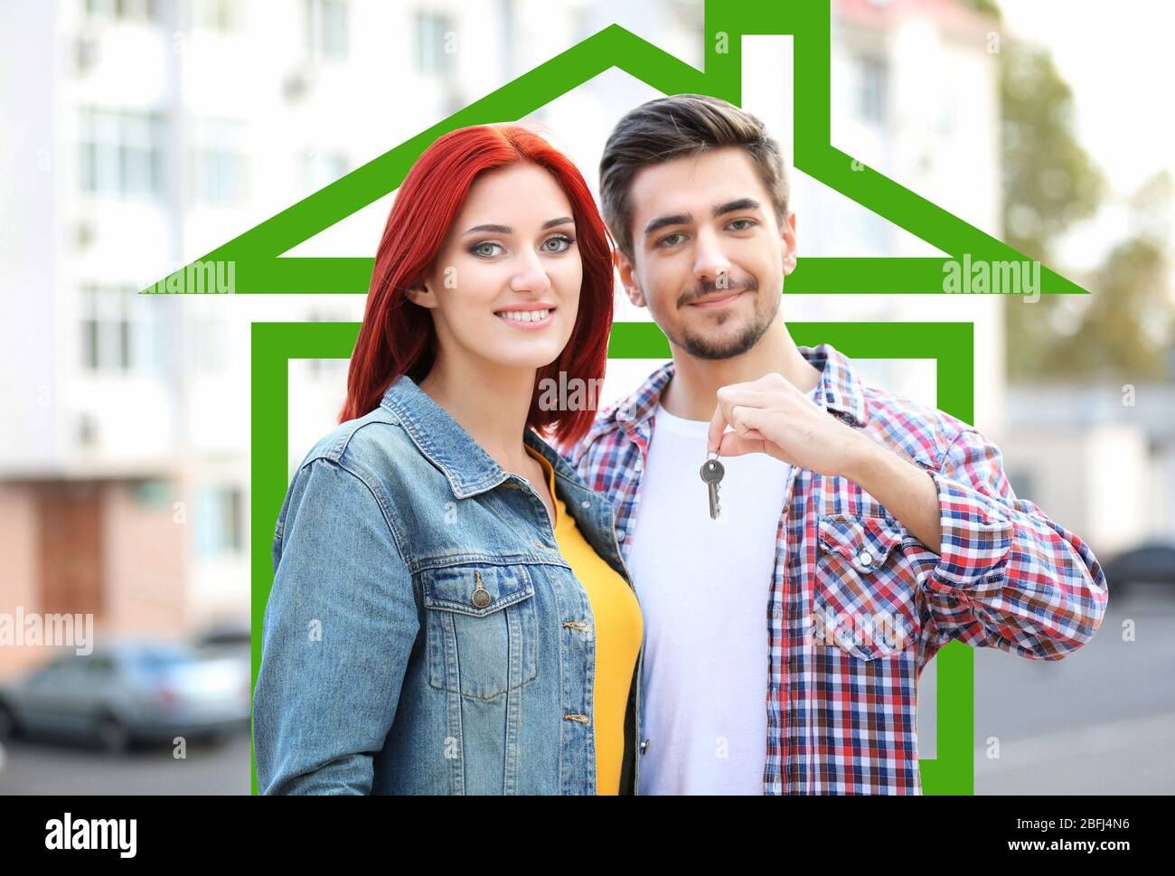 Loving couple in drawing house Stock Photo - Alamy