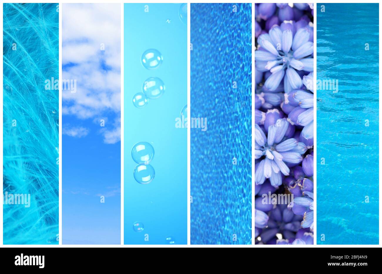 Blue color samples collage Stock Photo - Alamy