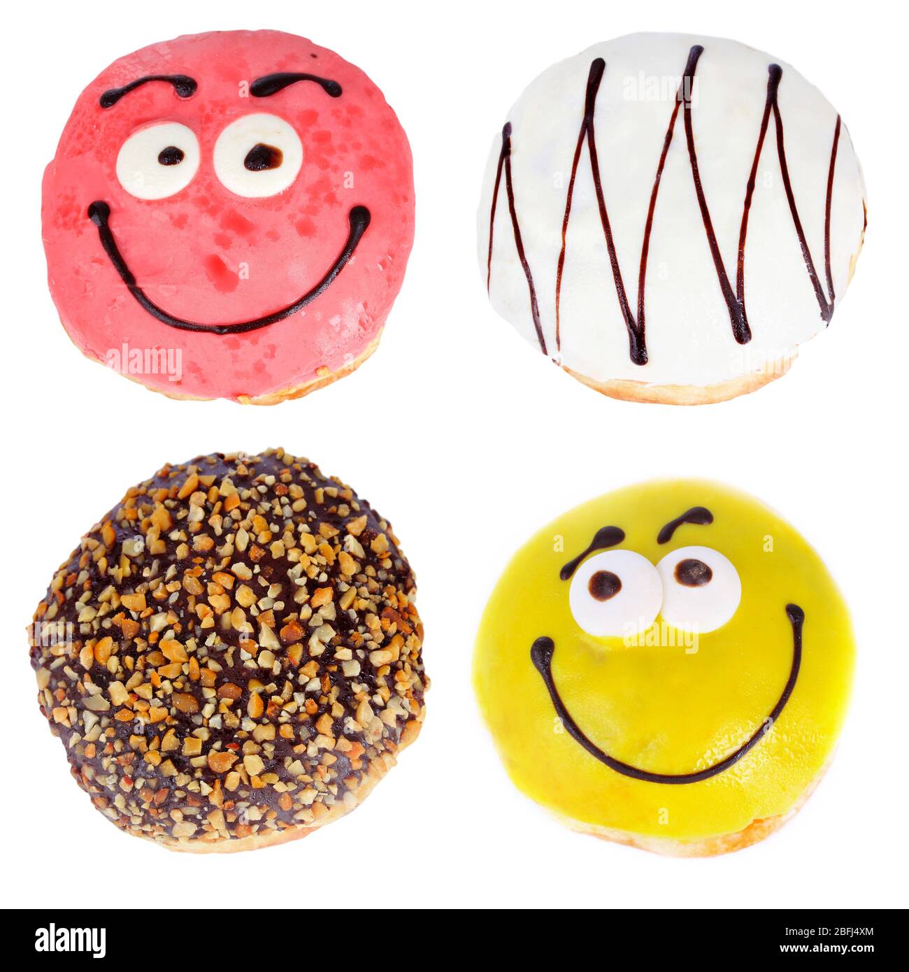 Delicious donuts collage, isolated on white Stock Photo - Alamy