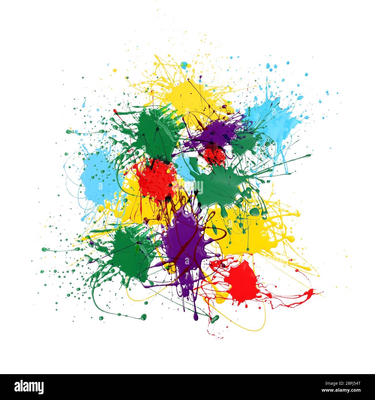 Colorful paint splashes isolated on white Stock Photo - Alamy