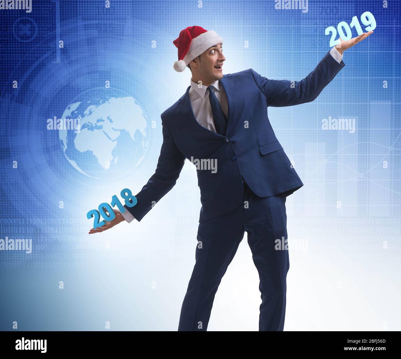 The businessman with 2018 and 2019 years Stock Photo - Alamy
