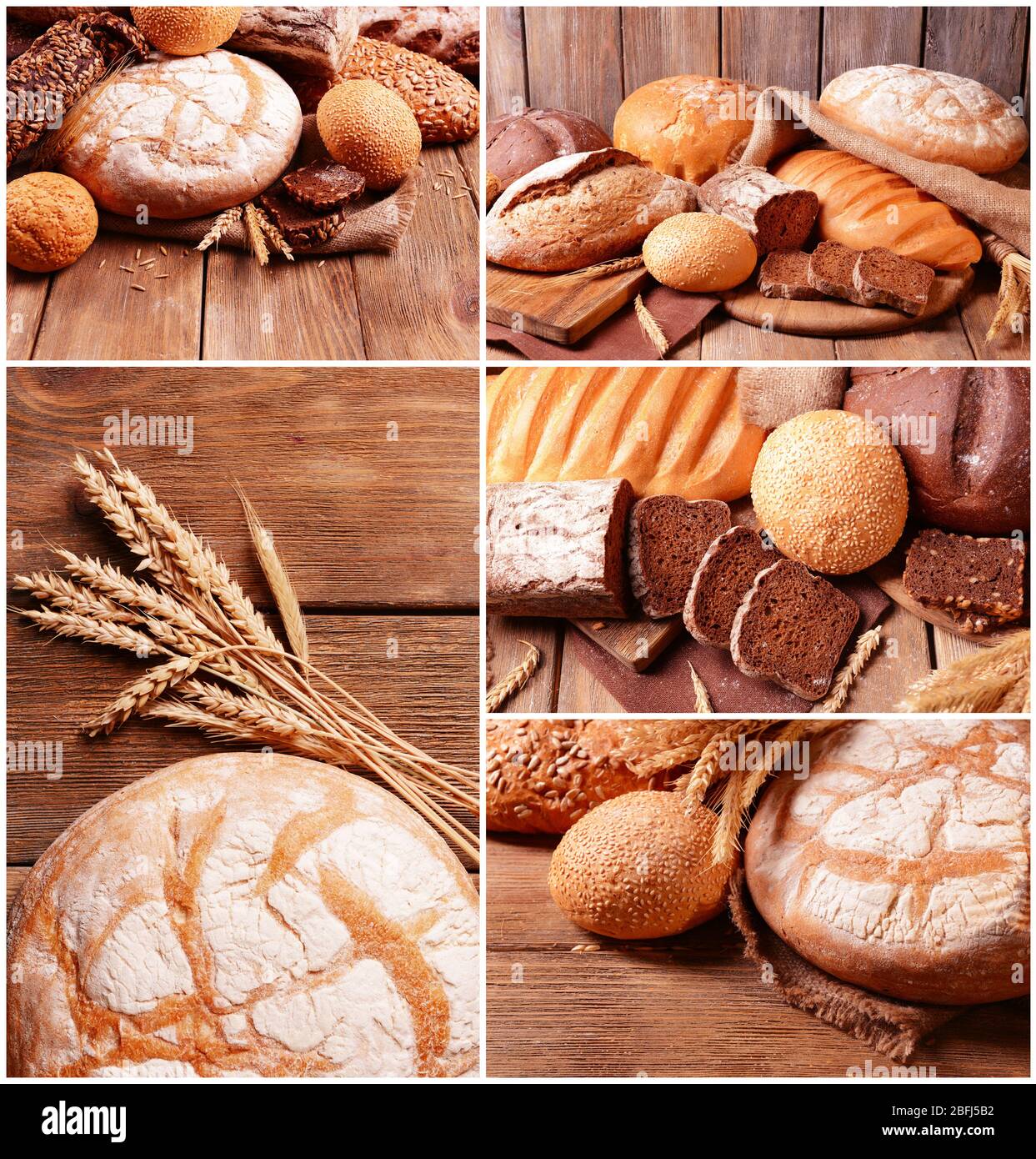 Bread assortment collage Stock Photo - Alamy