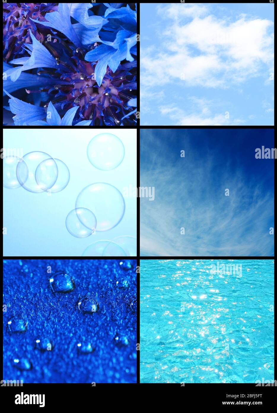 Blue color samples collage Stock Photo - Alamy