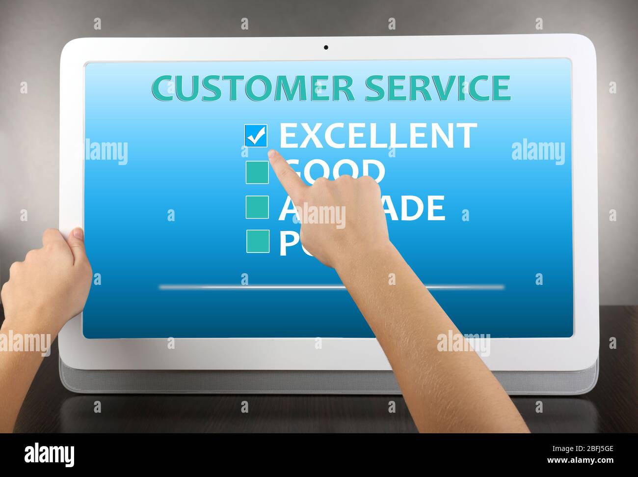 Customer service agent holding tablet hi-res stock photography and ...