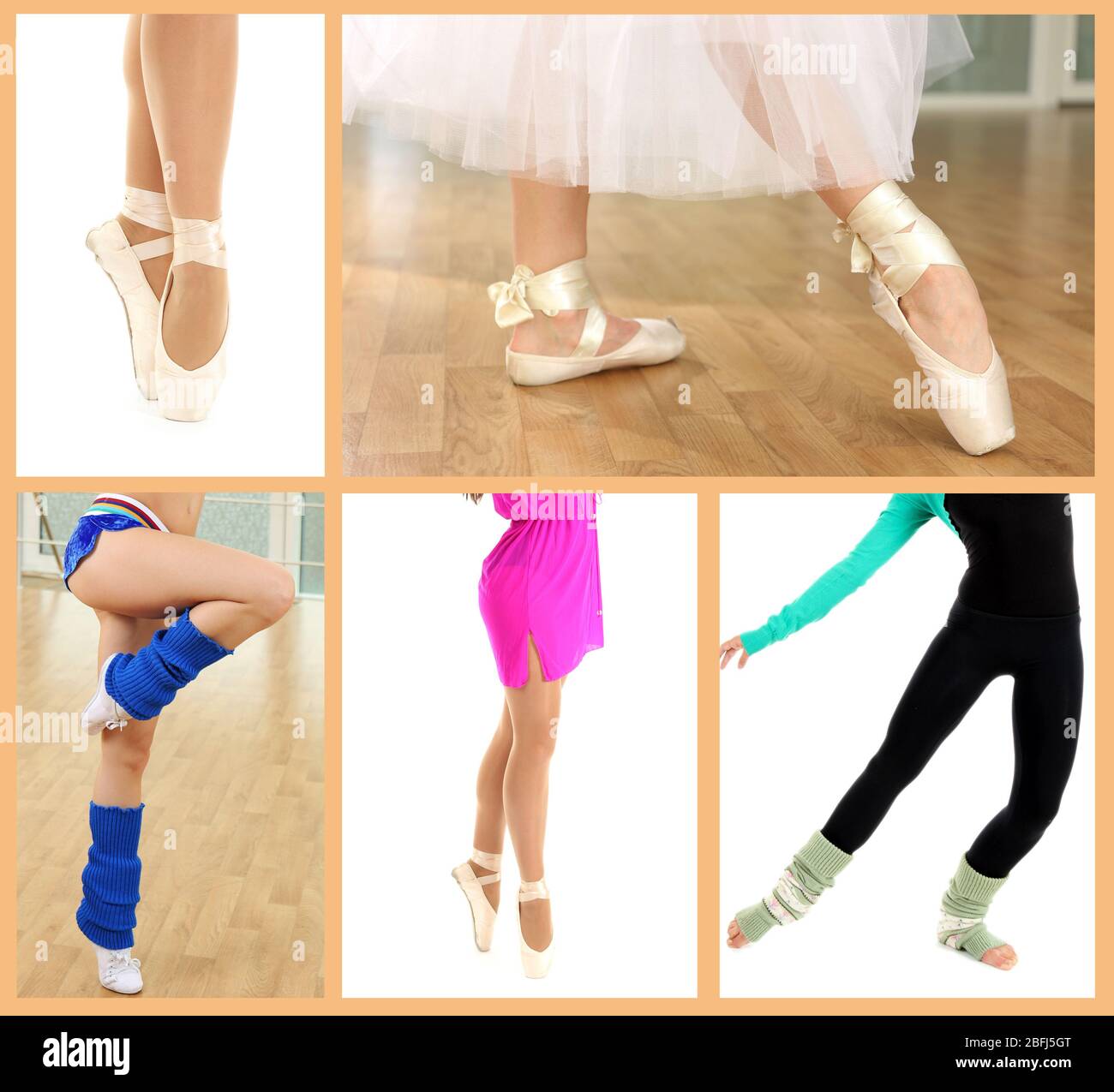 Collage of female feet practicing dance Stock Photo - Alamy