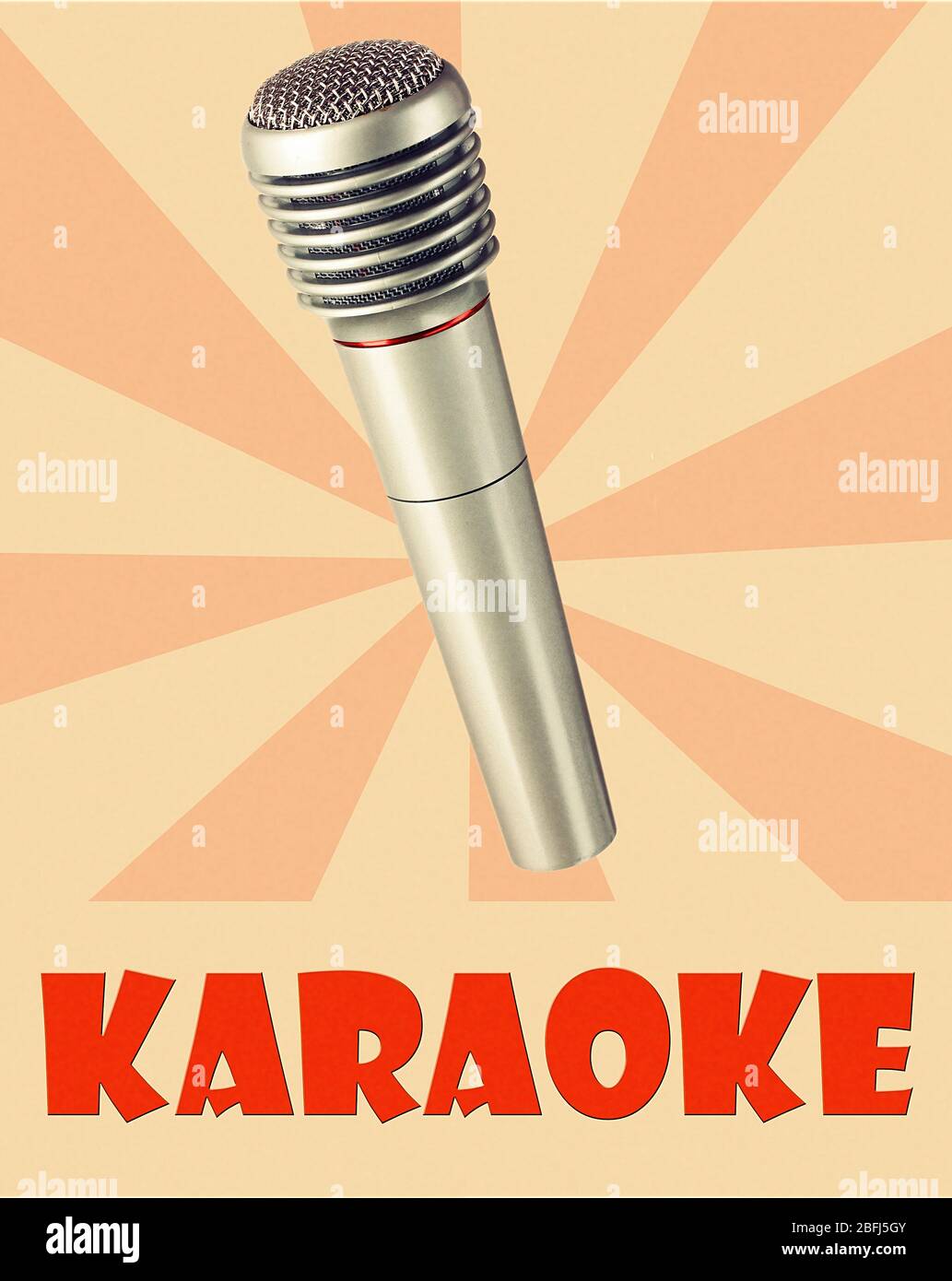 Silver microphone on color retro background, Karaoke concept Stock ...