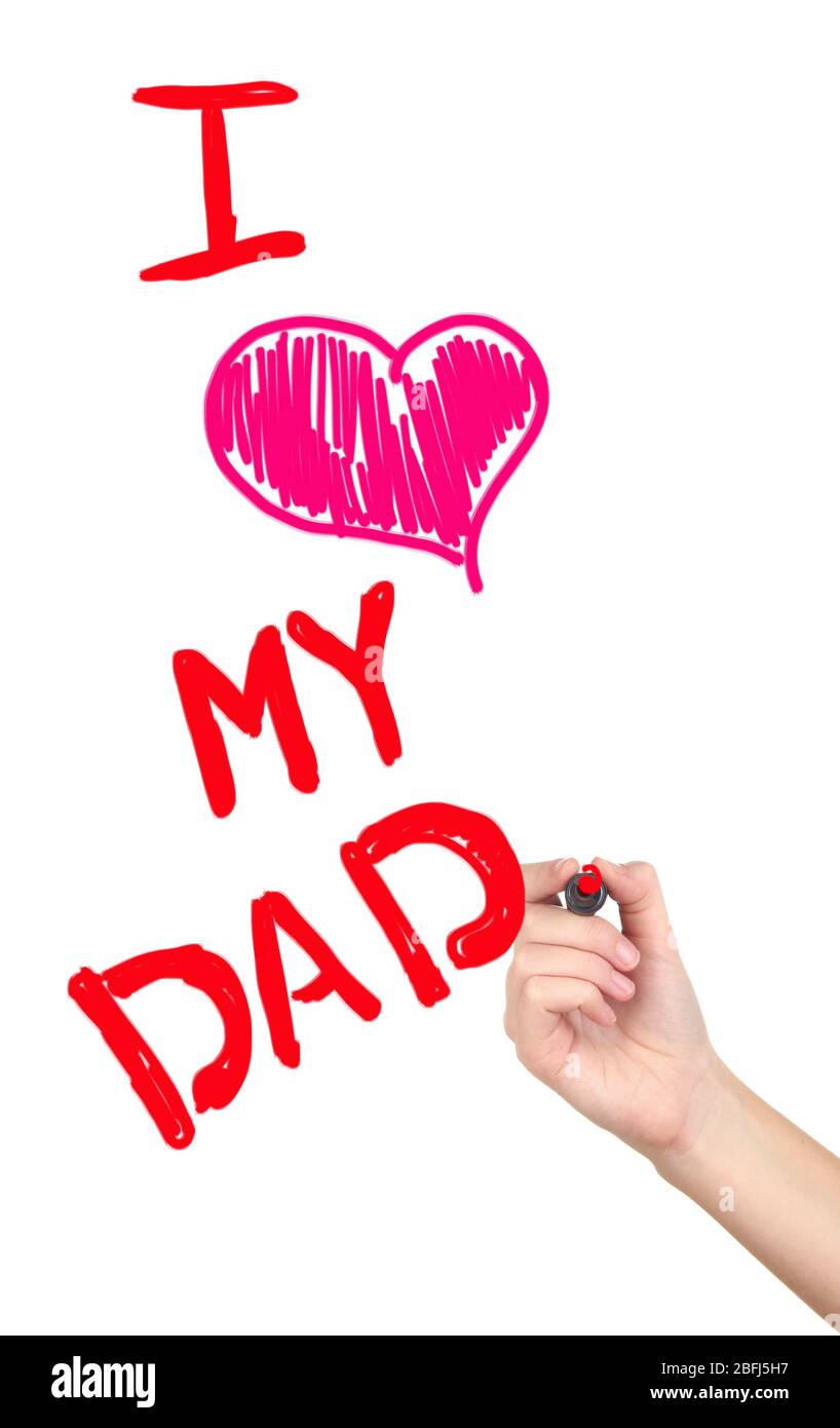 Hand writing I love My Dad at blank transparent whiteboard Stock Photo ...