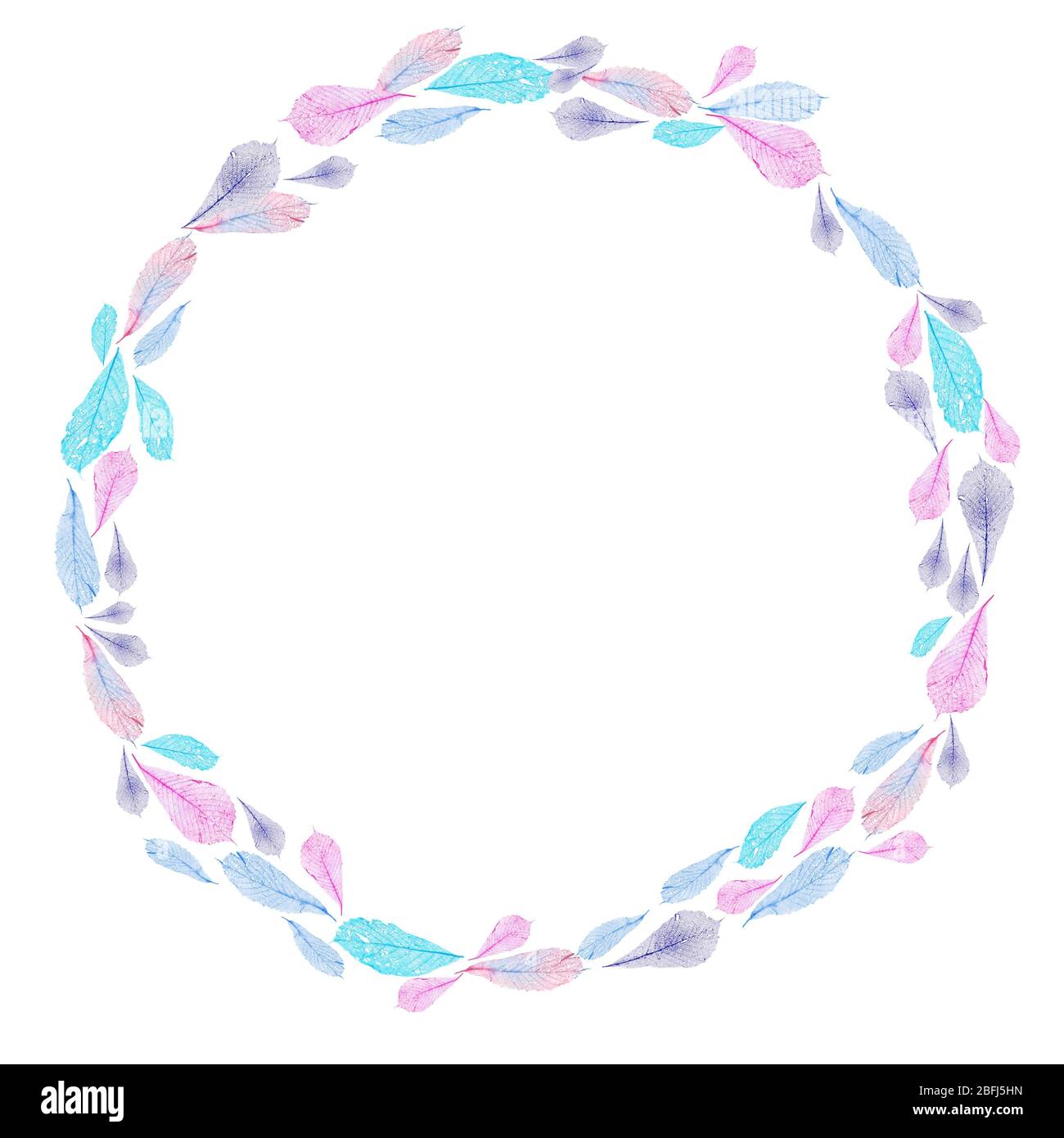 Delicate colored leaves shaped as frame with space for your text Stock ...