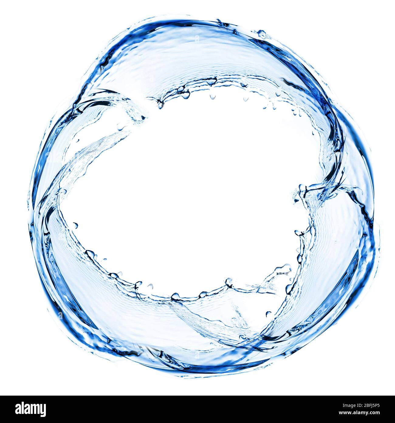 Water splashing shaped as round frame isolated on white Stock Photo - Alamy