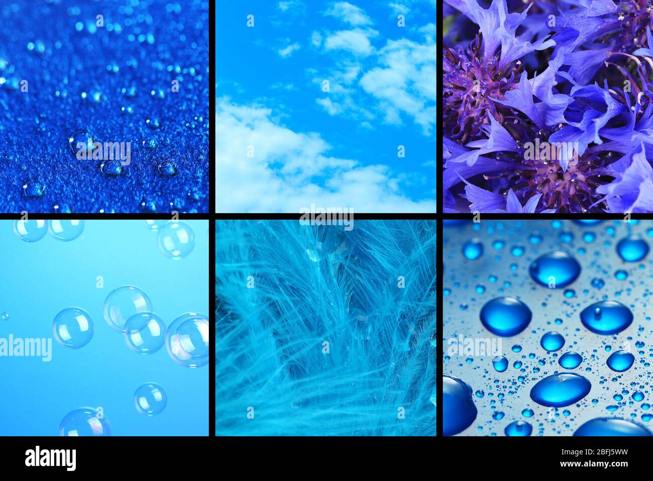 Blue color samples collage Stock Photo - Alamy