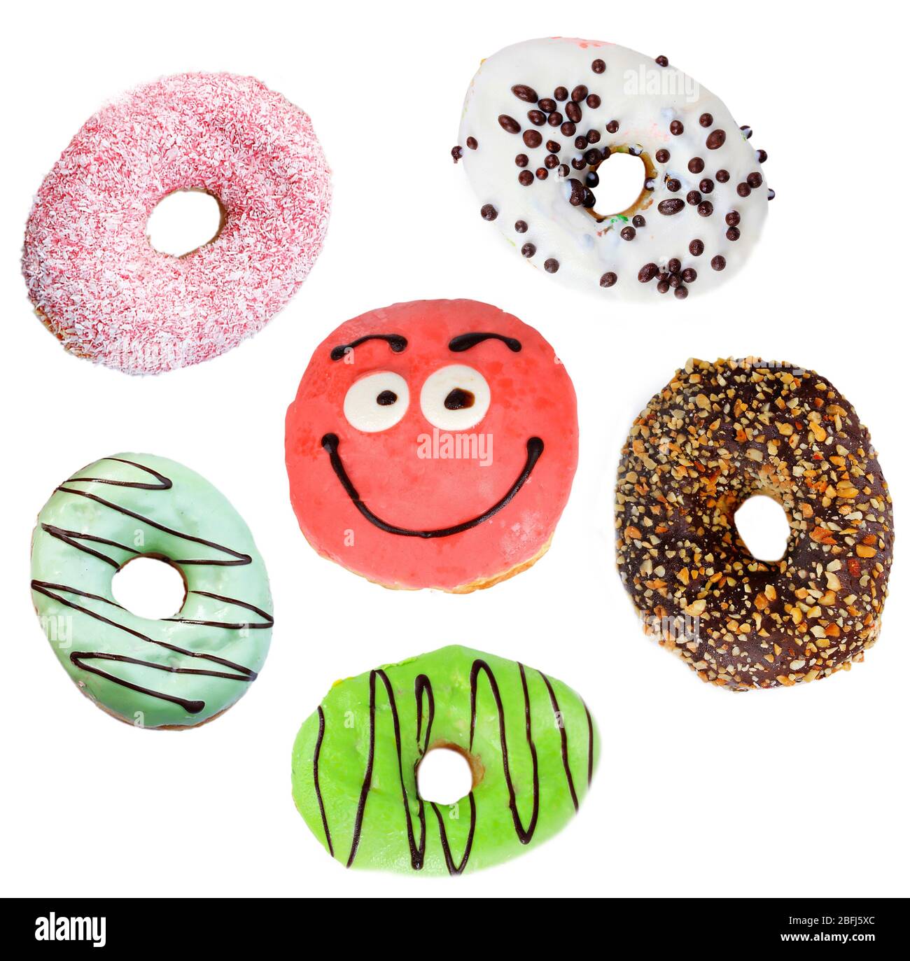 Delicious donuts collage, isolated on white Stock Photo - Alamy