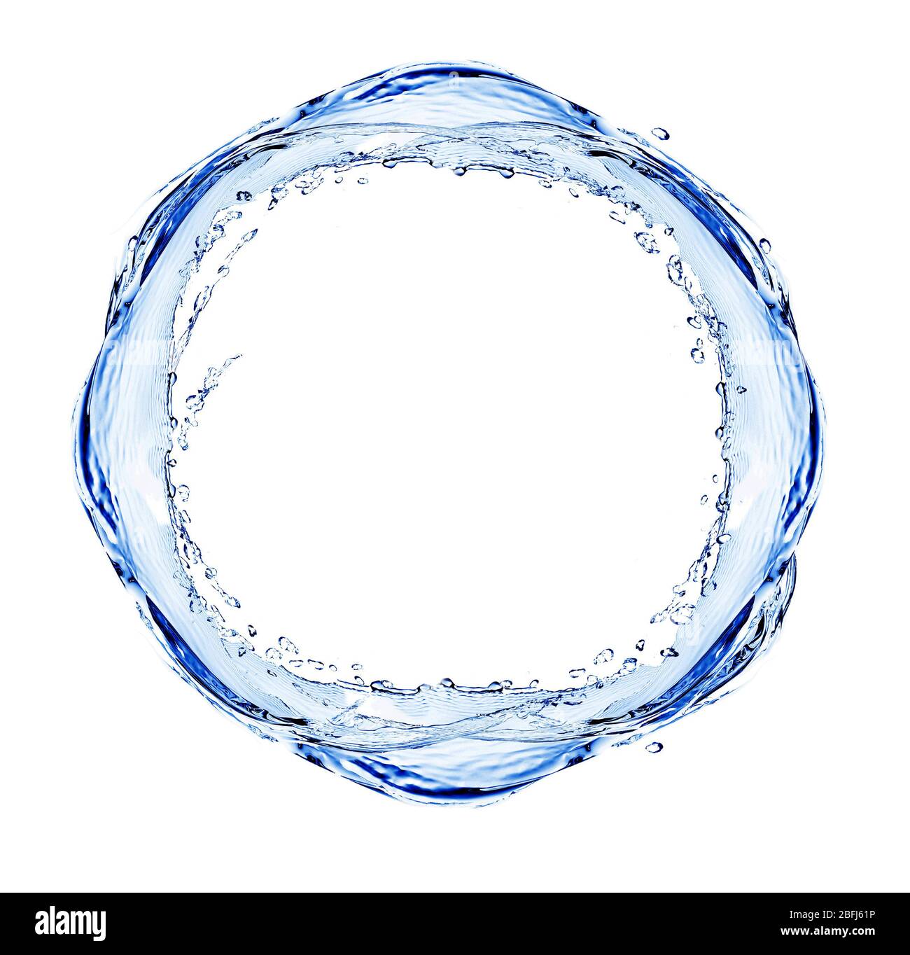 Water splashing shaped as round frame isolated on white Stock Photo - Alamy