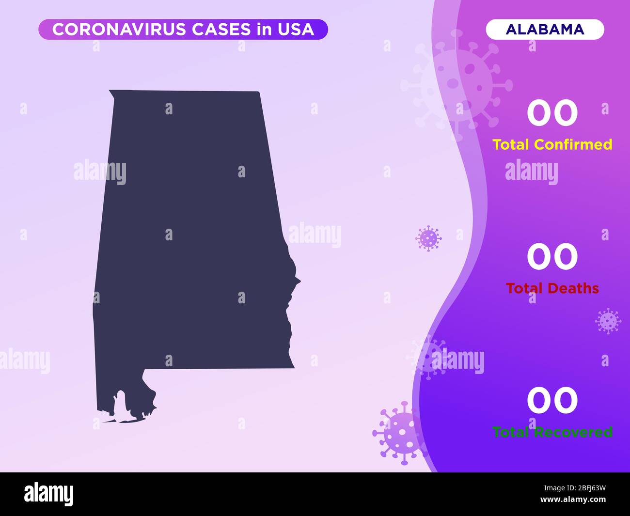 Alabama Map Covid-19, Corona Virus Infographic Vector Template Stock ...