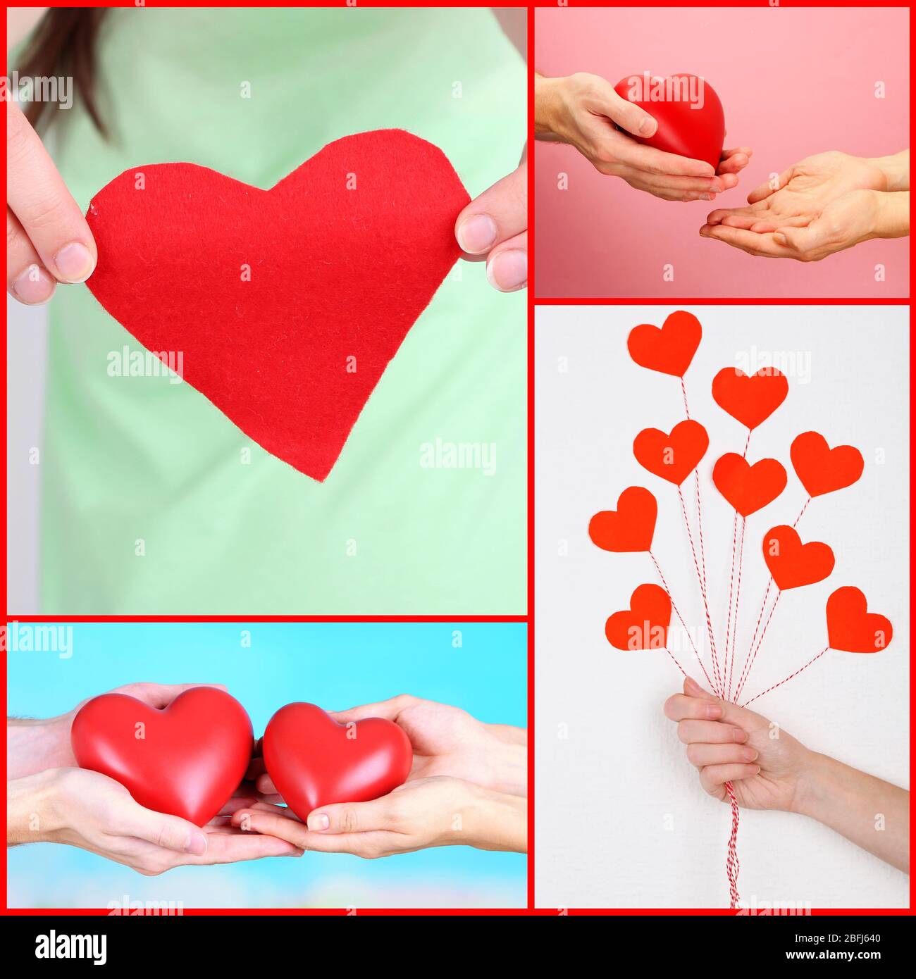 Collage of some different hearts images, Love concept Stock Photo - Alamy