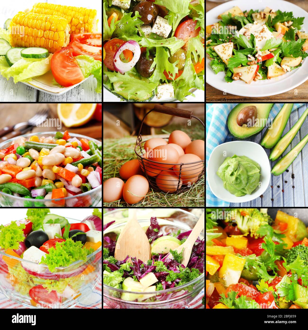 Healthy dishes and products in collage Stock Photo - Alamy