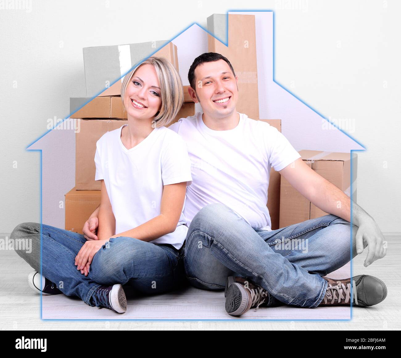 Loving couple in drawing house Stock Photo - Alamy