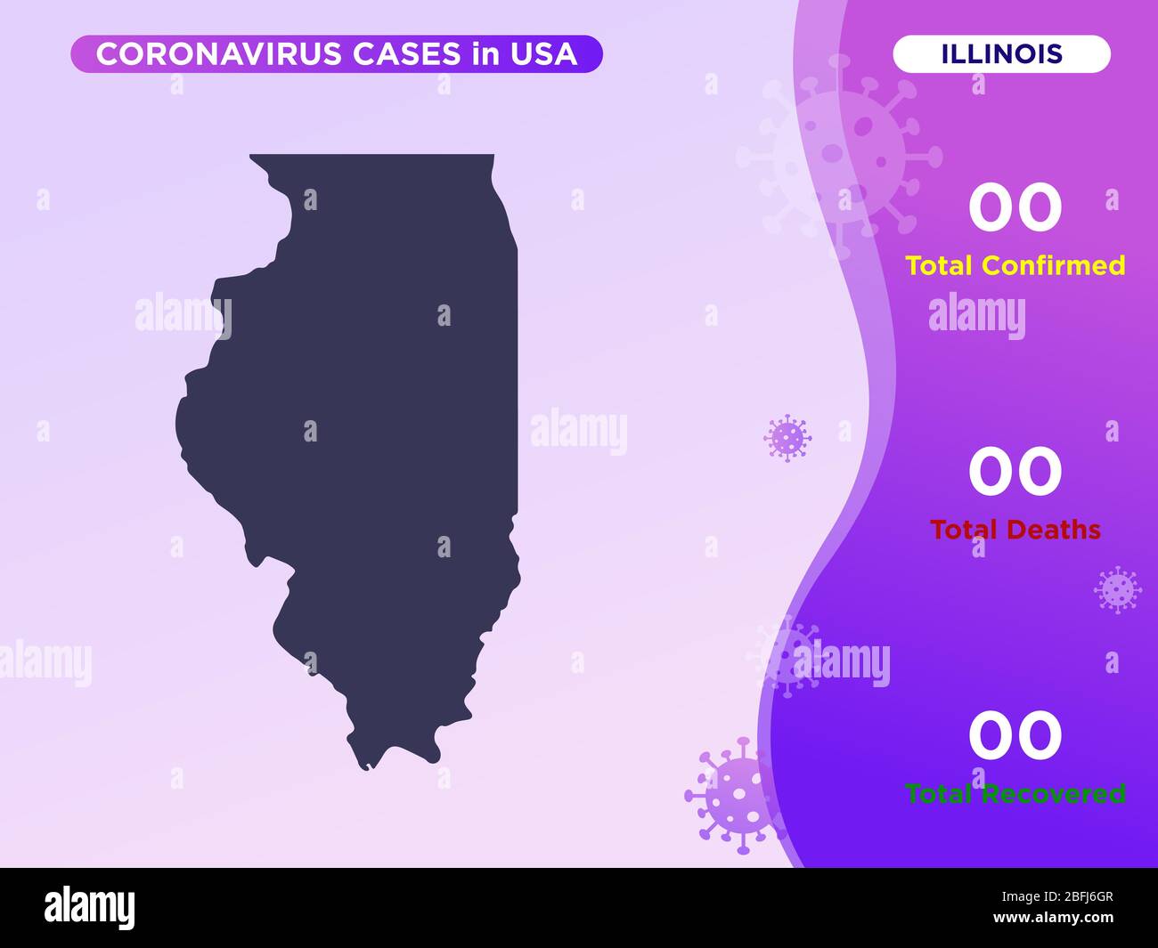 Illinois Map Covid-19, Corona Virus Infographic Vector Template Stock ...
