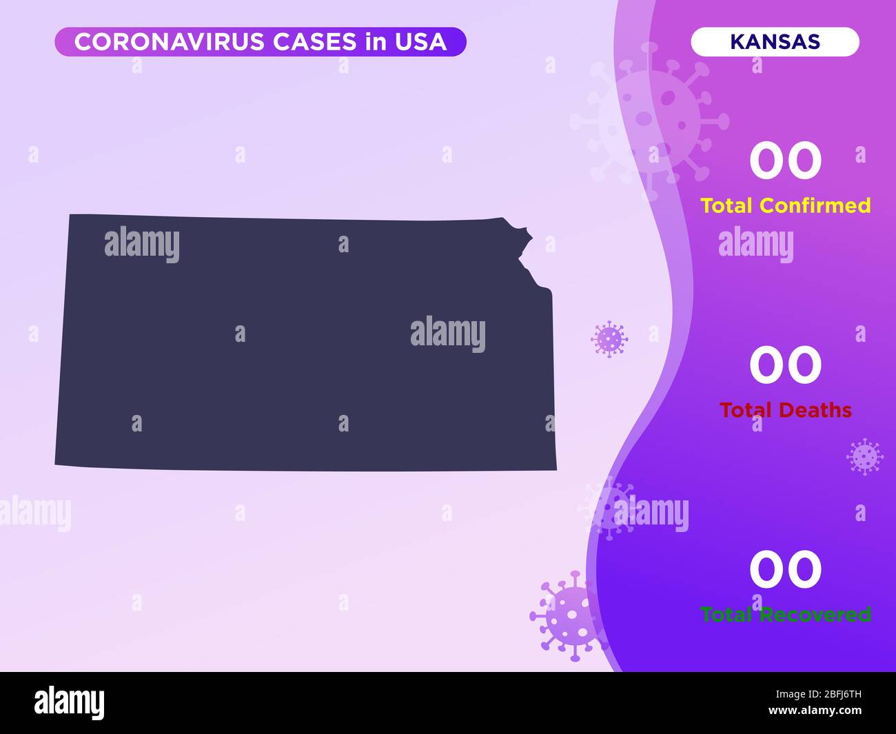 Kansas Map Covid-19, Corona Virus Infographic Vector Template Stock ...