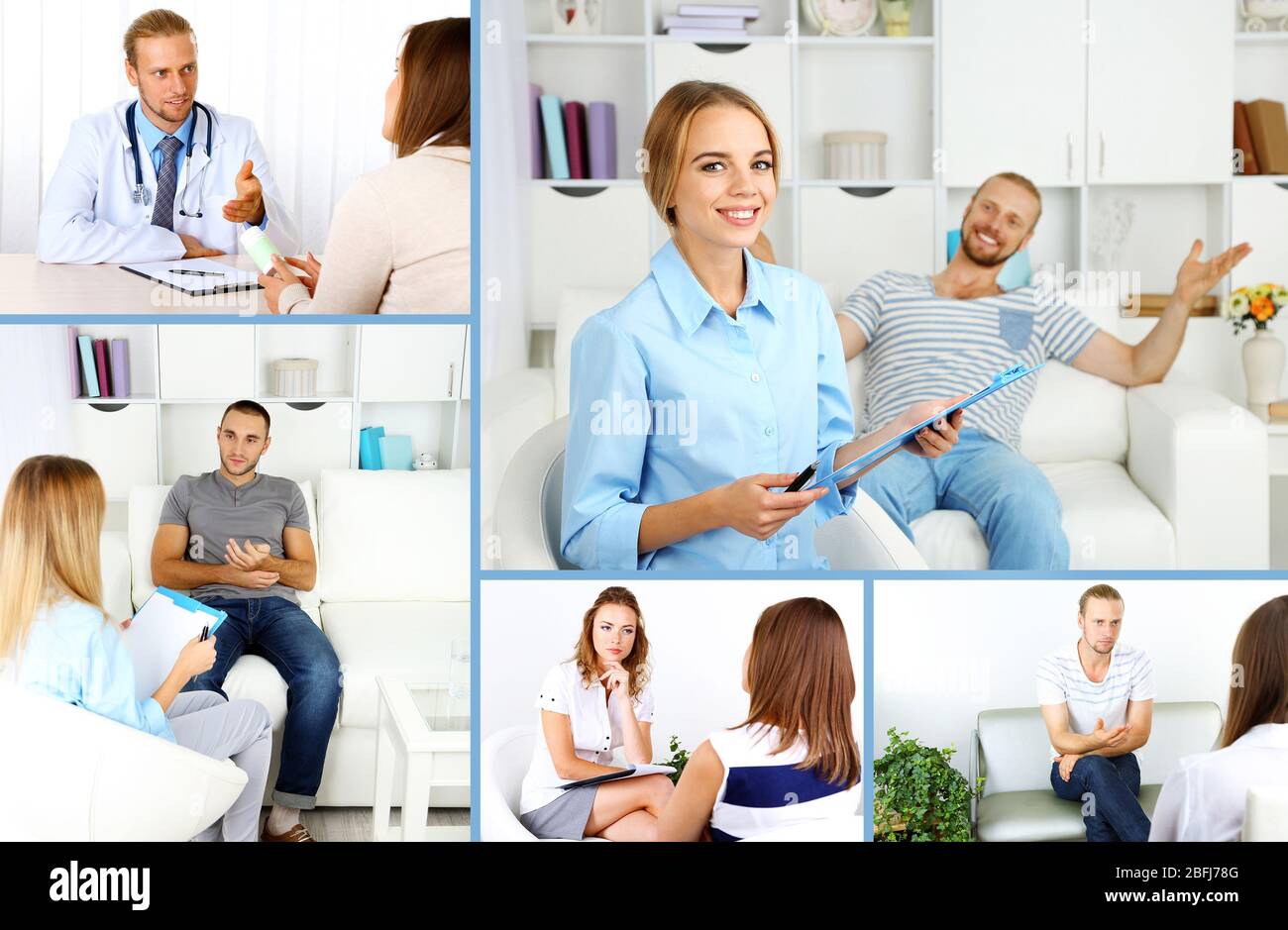 Collage of psychologist consulting Stock Photo - Alamy