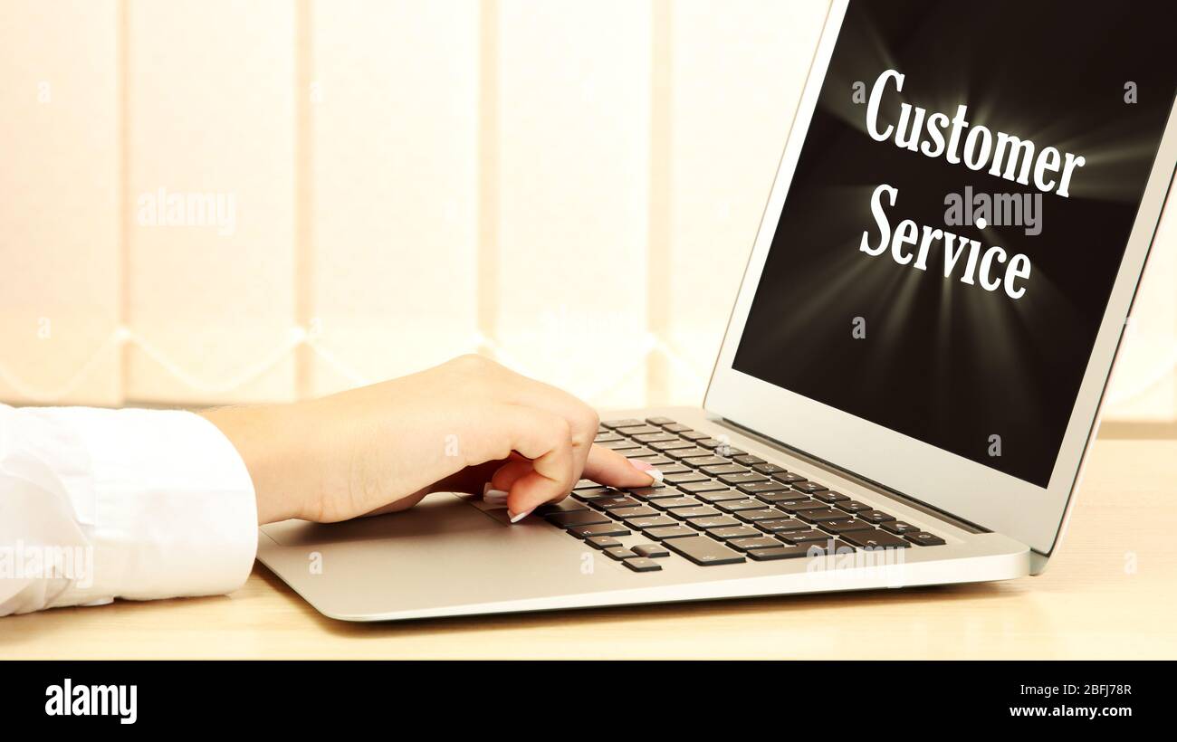 Hand touching customer support sign hi-res stock photography and images ...