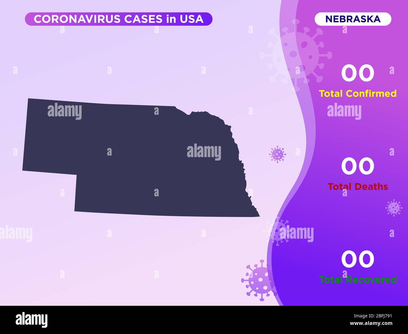 Nebraska Map Covid-19, Corona Virus Infographic Vector Template Stock ...