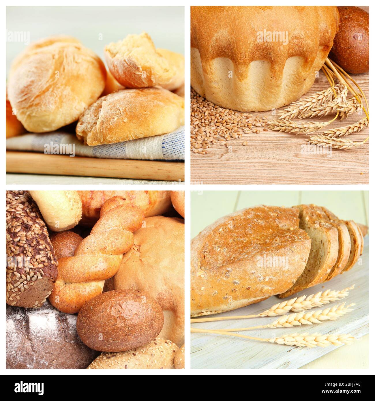 Bread assortment collage Stock Photo - Alamy
