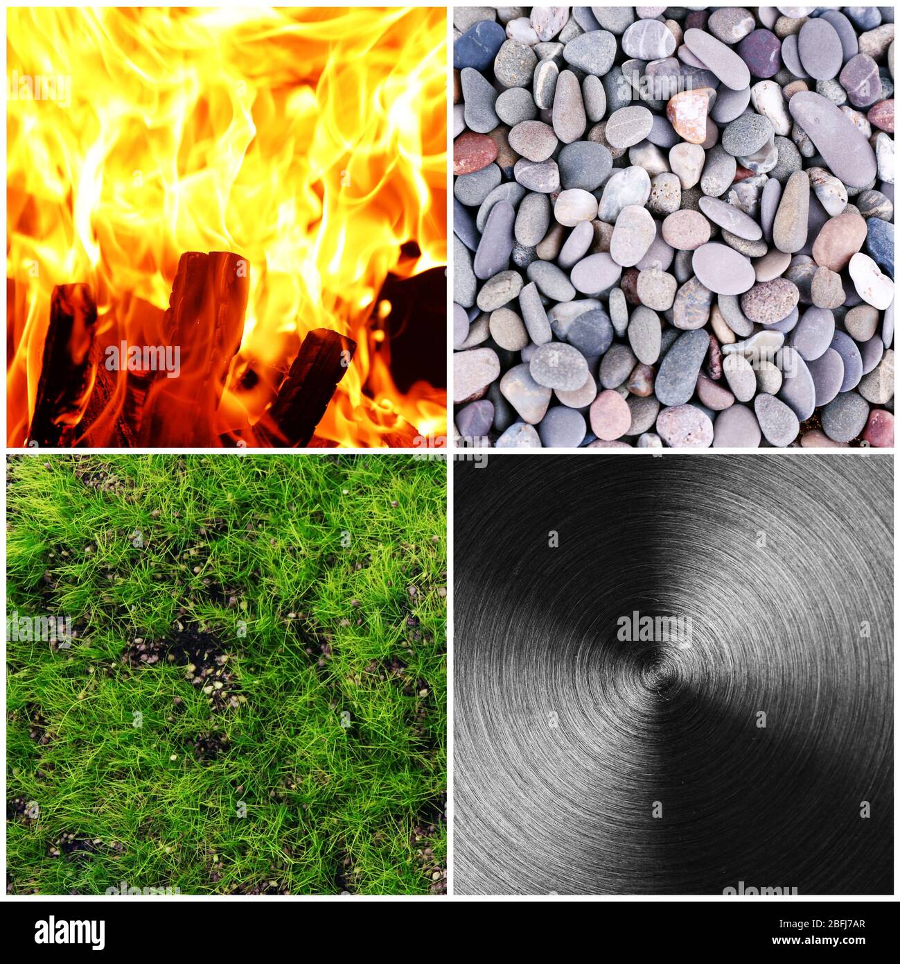 Collage of Feng Shui destructive cycle with five elements (water, wood ...