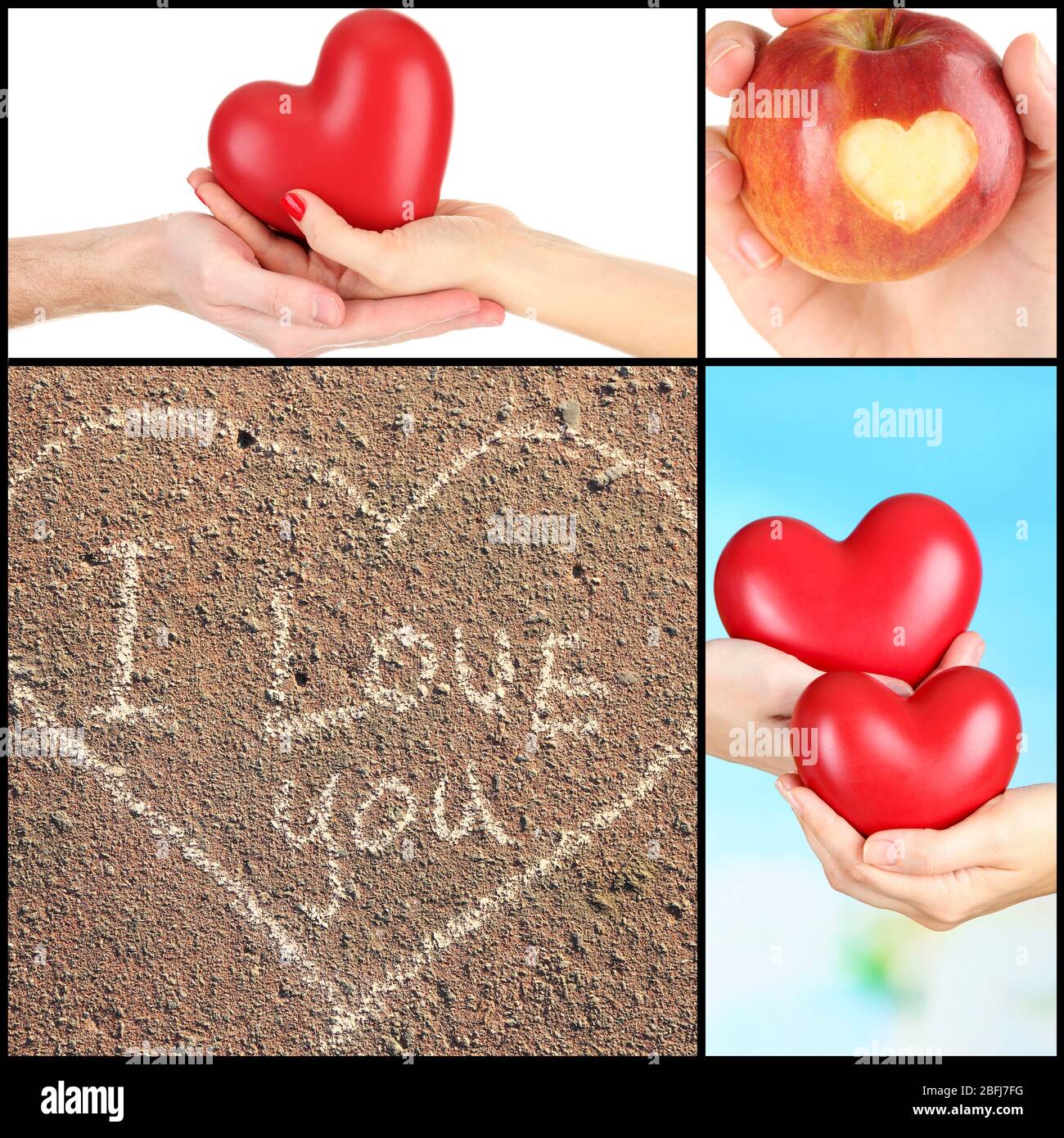 Collage of some different hearts images, Love concept Stock Photo - Alamy