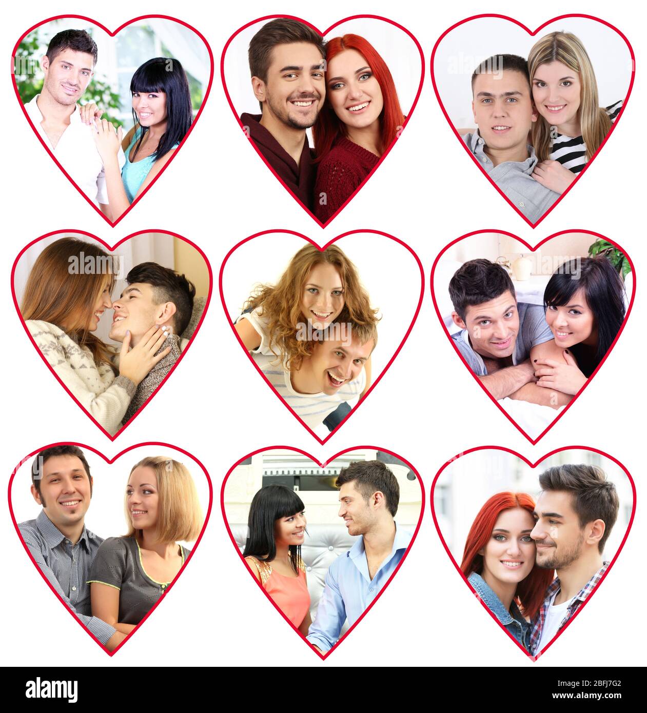 Happy loving couples portraits in collage Stock Photo - Alamy