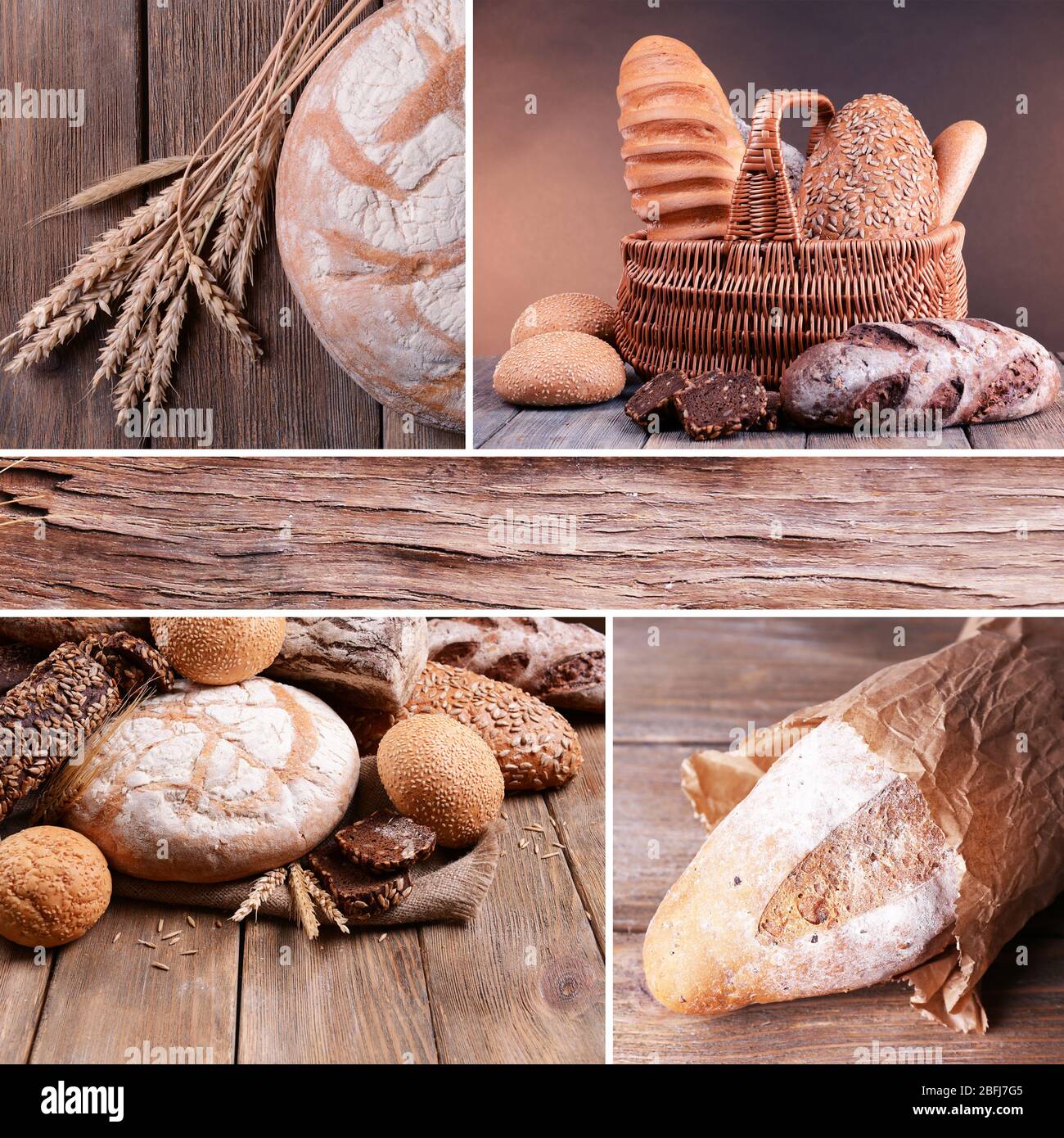Wheat and bread collage Stock Photo - Alamy