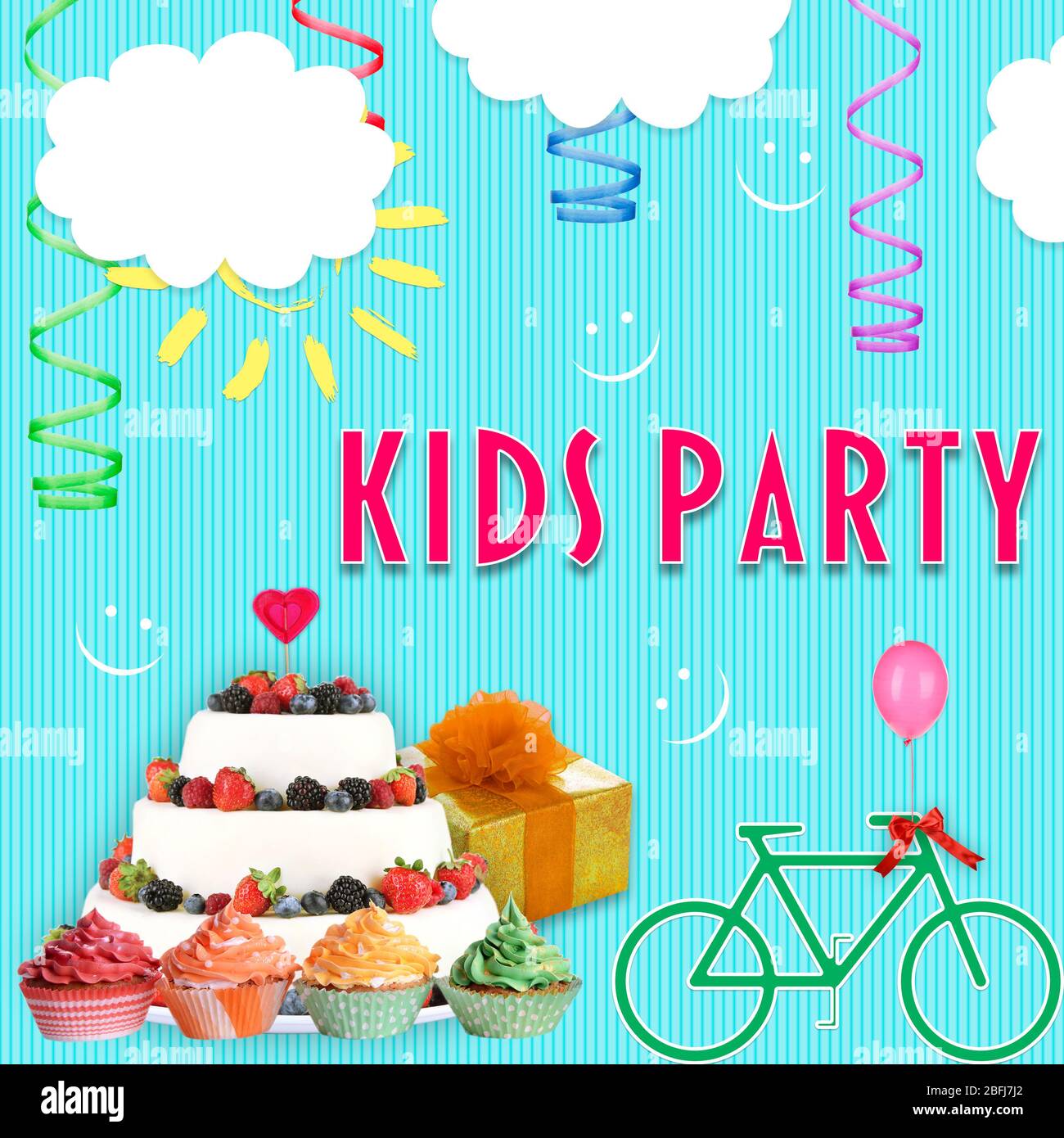 Colorful Kids Party poster Stock Photo - Alamy