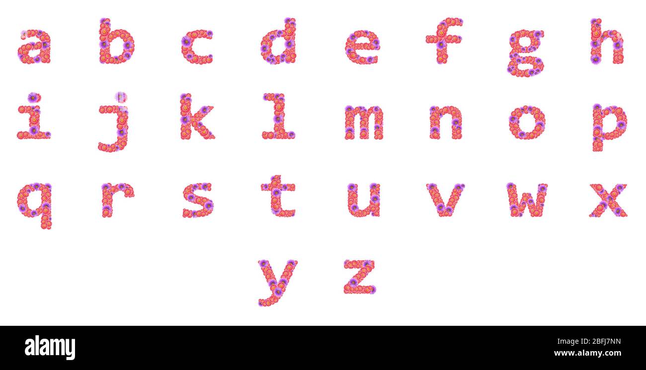 Letters made of flowers, English alphabet, colorful flower font Stock ...