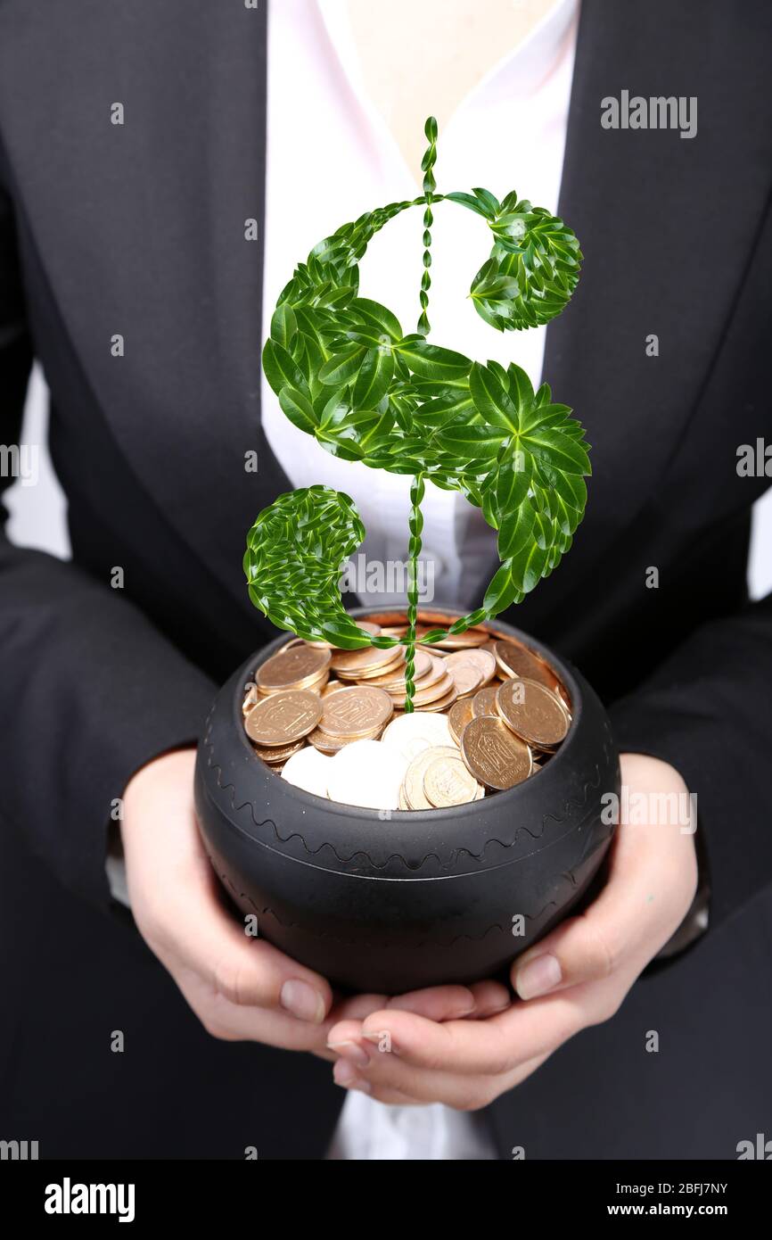 Dollar coins falling pot hi-res stock photography and images - Alamy