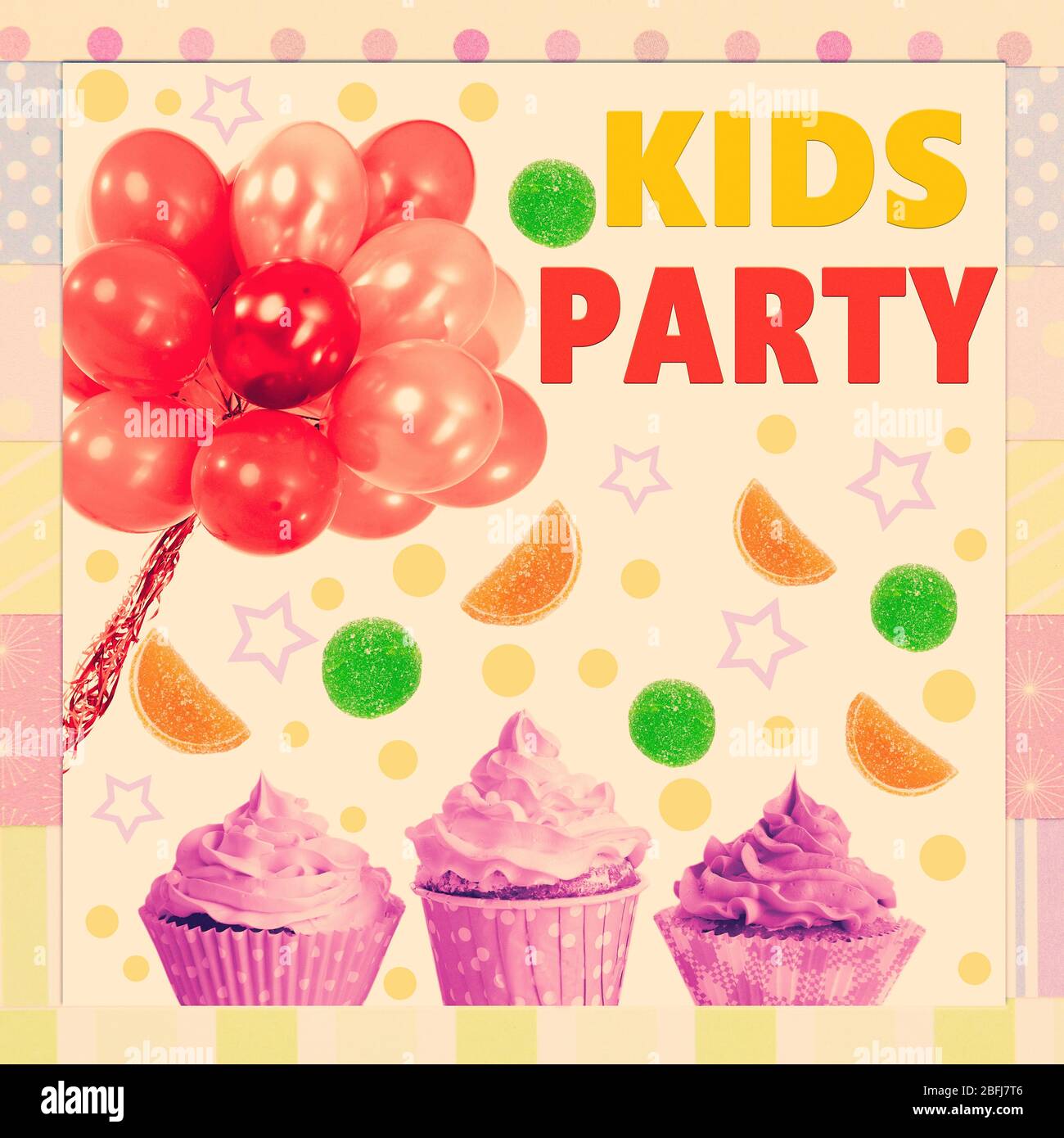 Colorful Kids Party poster Stock Photo - Alamy