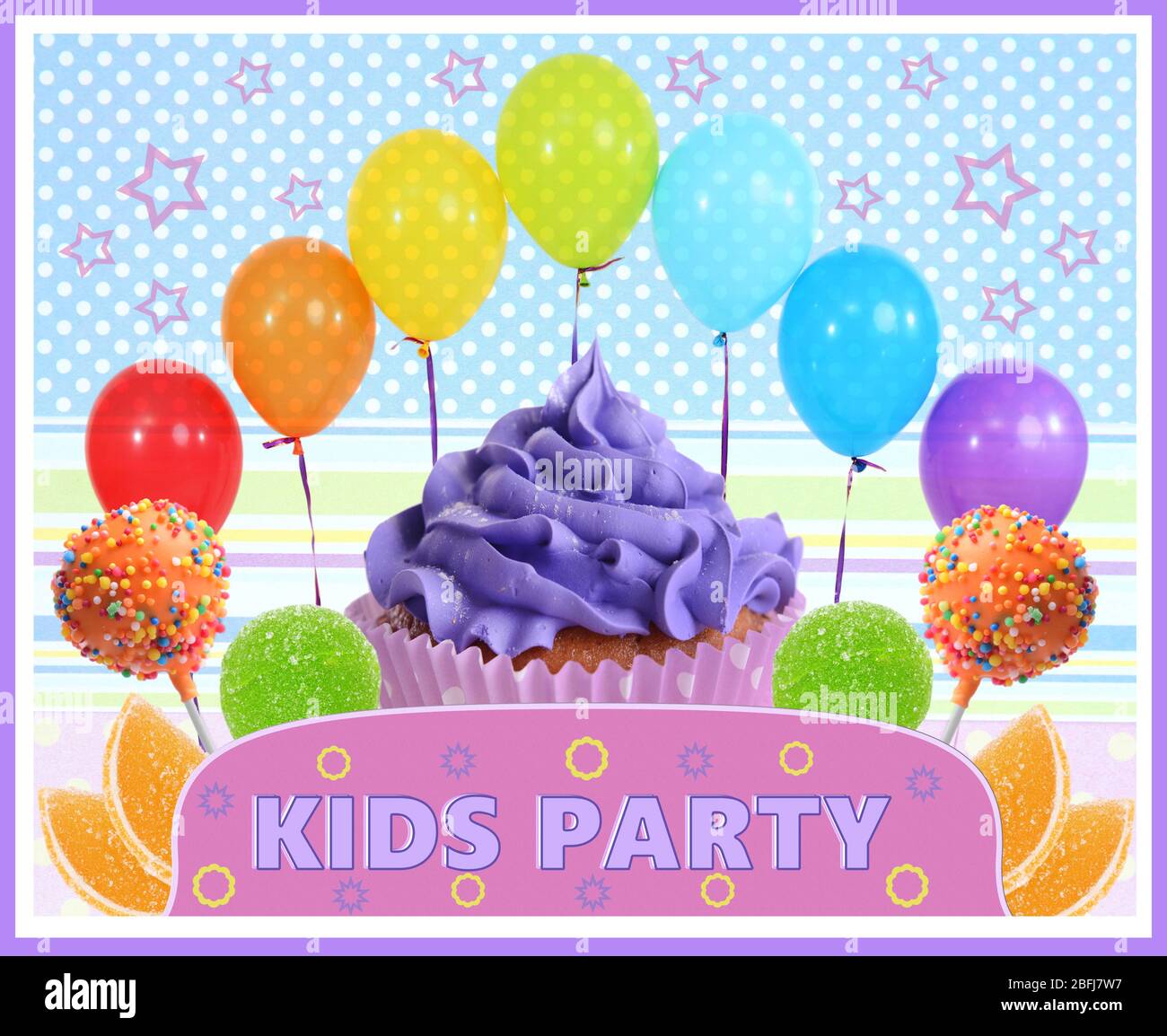 Colorful Kids Party poster Stock Photo - Alamy