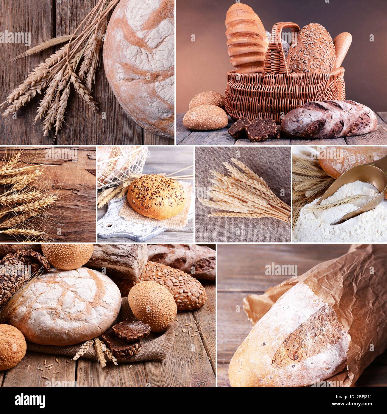 Wheat and bread collage Stock Photo - Alamy