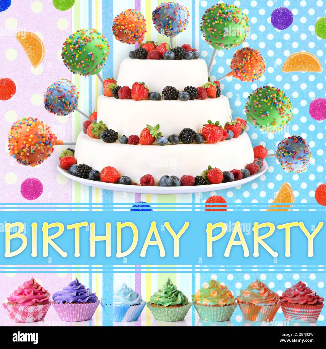 Colorful Birthday Party poster Stock Photo - Alamy