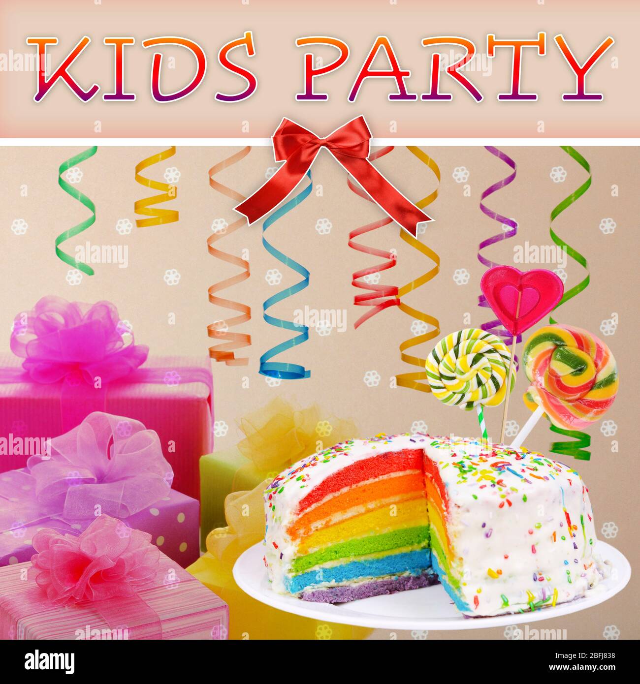 Colorful Kids Party poster Stock Photo - Alamy