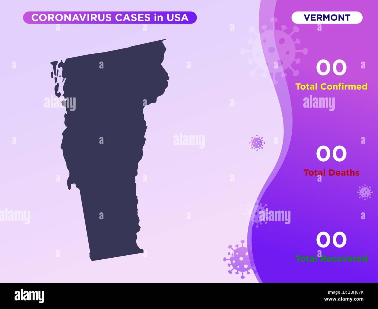 Vermont Map Covid-19, Corona Virus Infographic Vector Template Stock ...