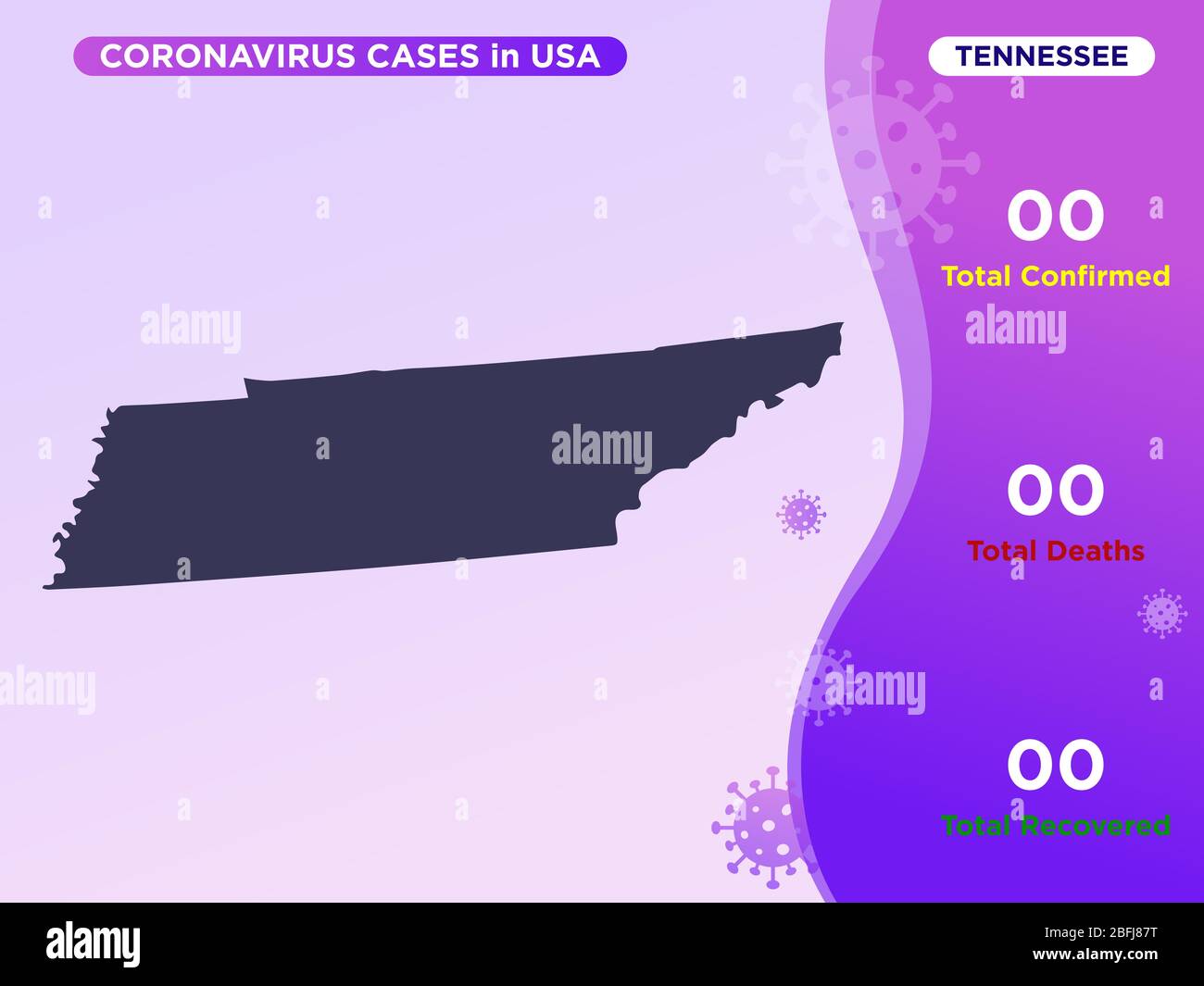 Tennessee Map Covid-19, Corona Virus Infographic Vector Template Stock ...