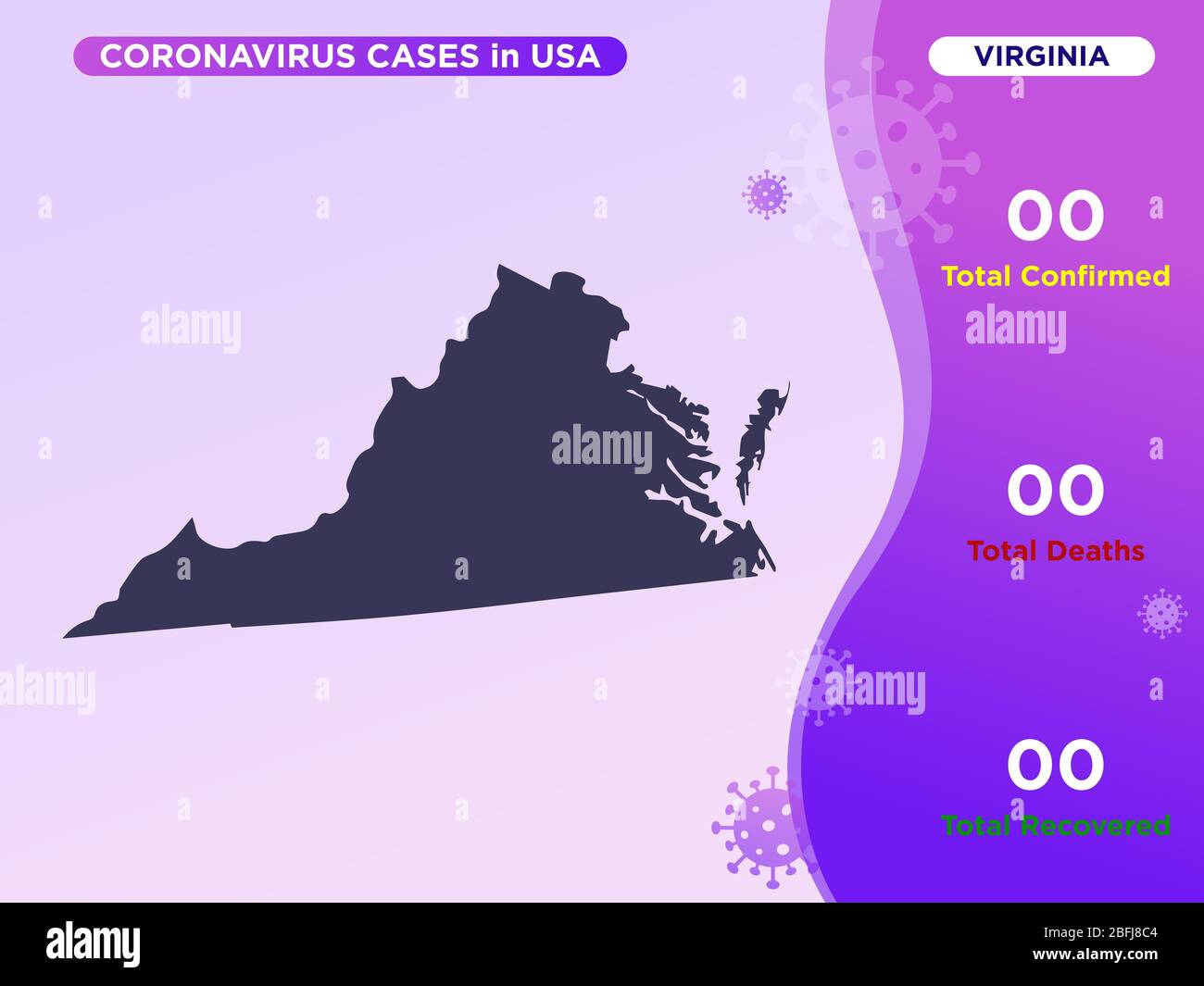 Virginia Map Covid-19, Corona Virus Infographic Vector Template Stock ...