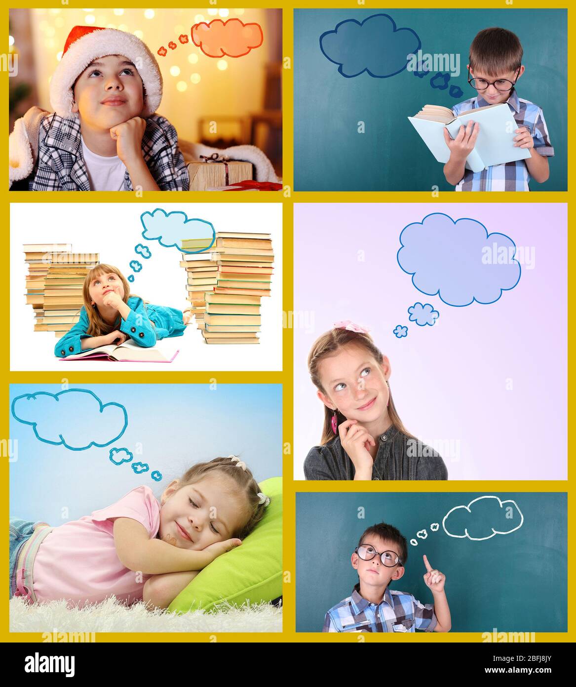 Dreaming children in collage Stock Photo - Alamy