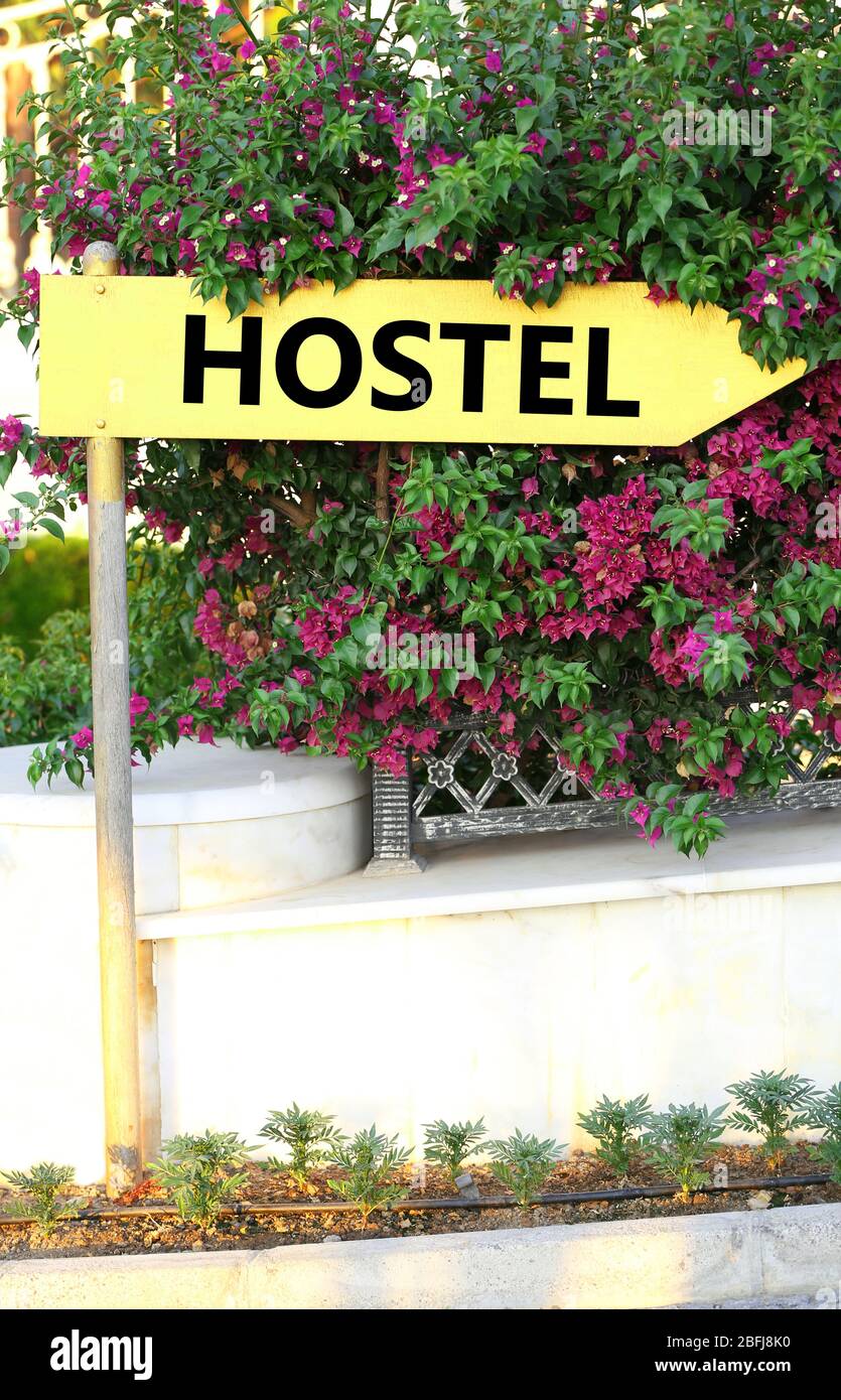 Pointer with text Hostel Stock Photo - Alamy